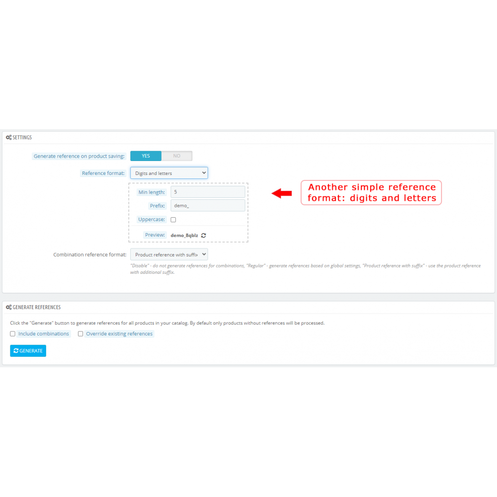 Product Reference Generator - PrestaShop module