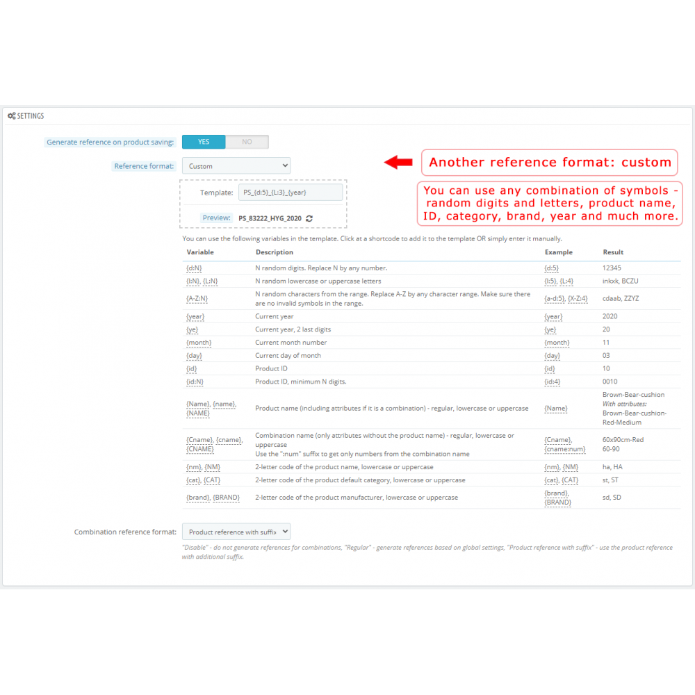 Product Reference Generator - PrestaShop module