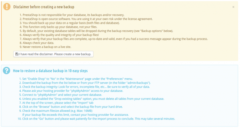 How To Create A Backup In Prestashop Prestashop Tutorials And Tips 8594